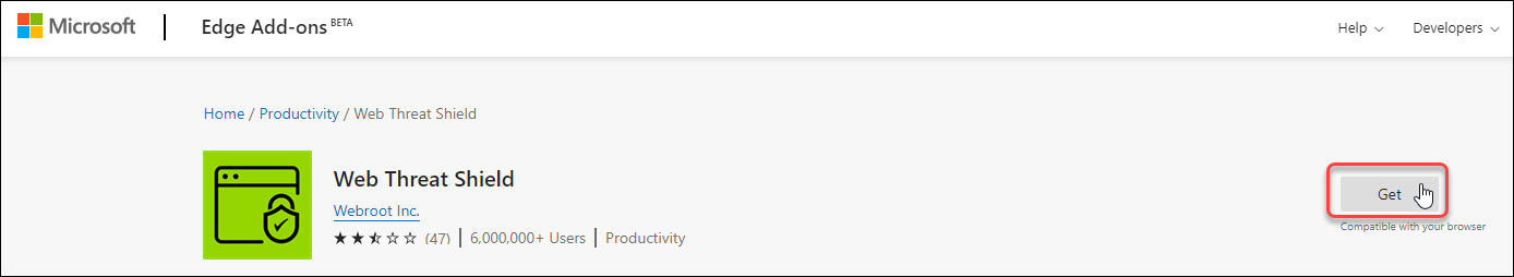 Add the Web Threat Shield to Microsoft Edge Add the Web Threat Shield to Microsoft Edge